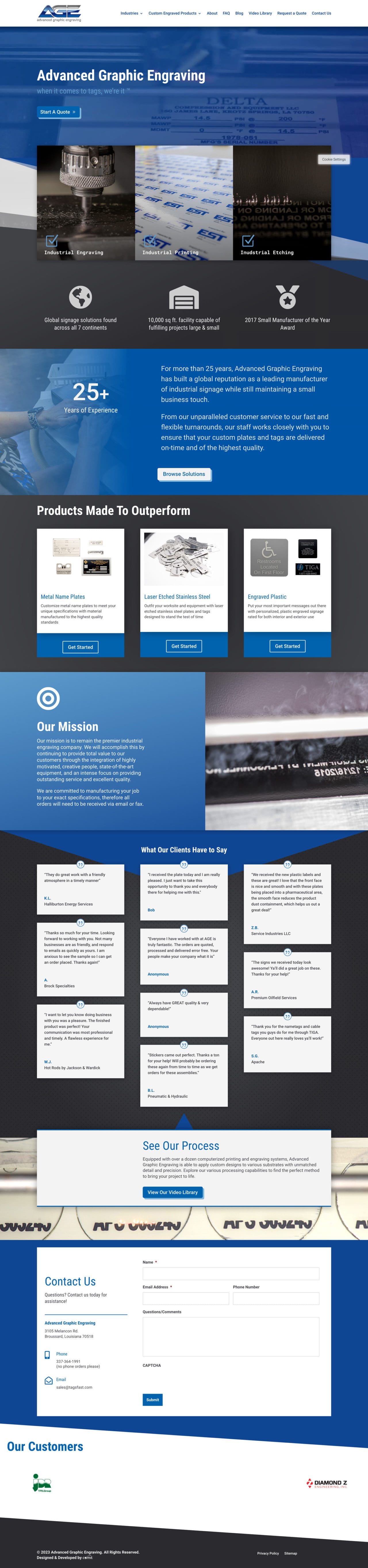 Advanced Graphic Engraving Website Project | Comit Developers